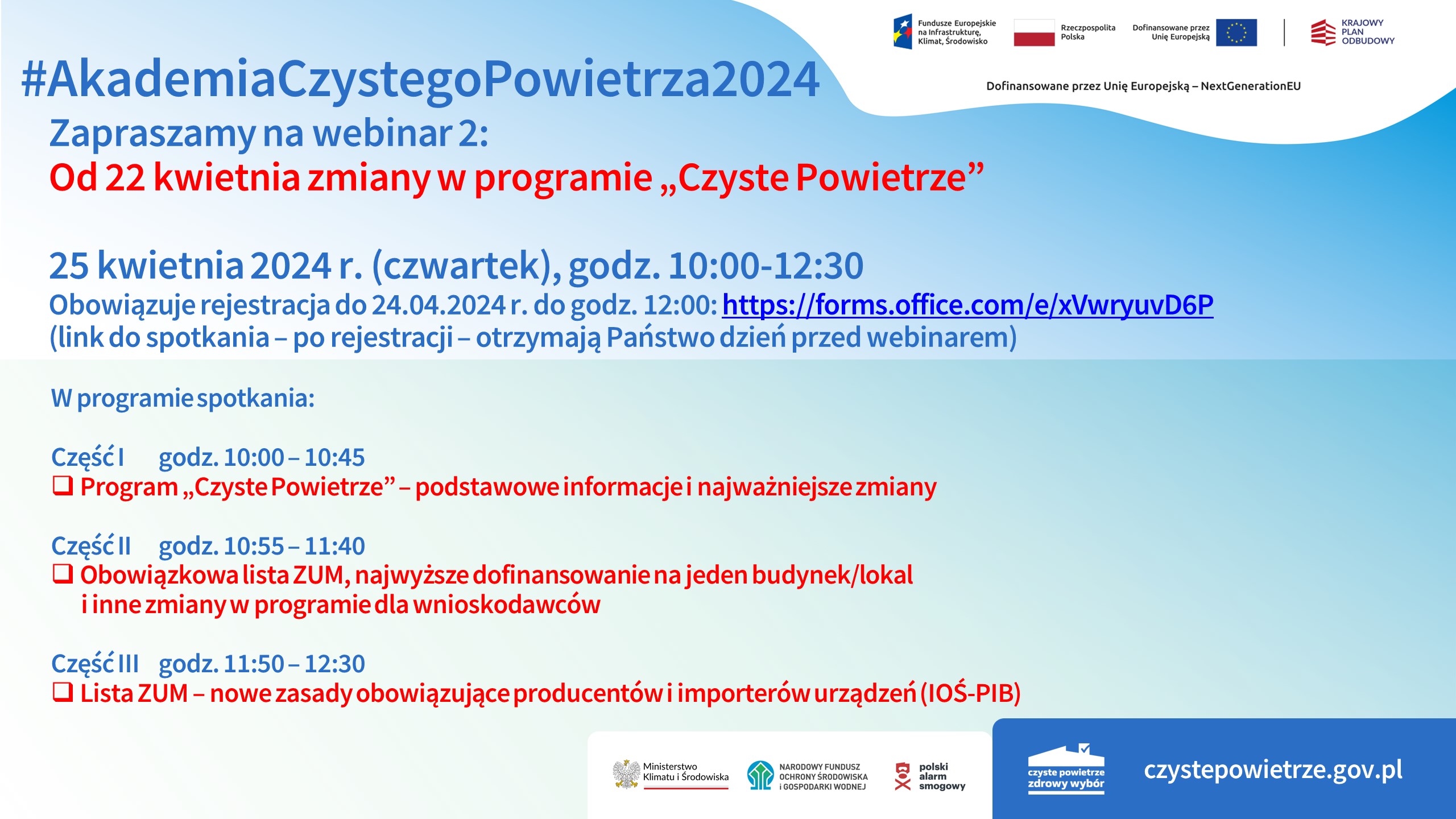 #AkademiaCzystegoPowietrza2024 – 25 kwietnia o godz. 10:00. Zapraszamy ...